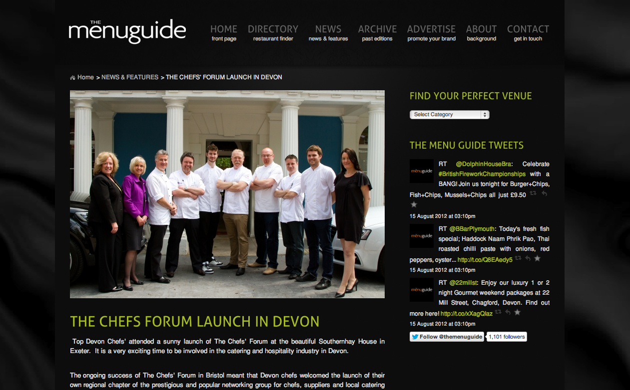 The ﻿Chefs Forum launch in Devon - The Chefs' Forum